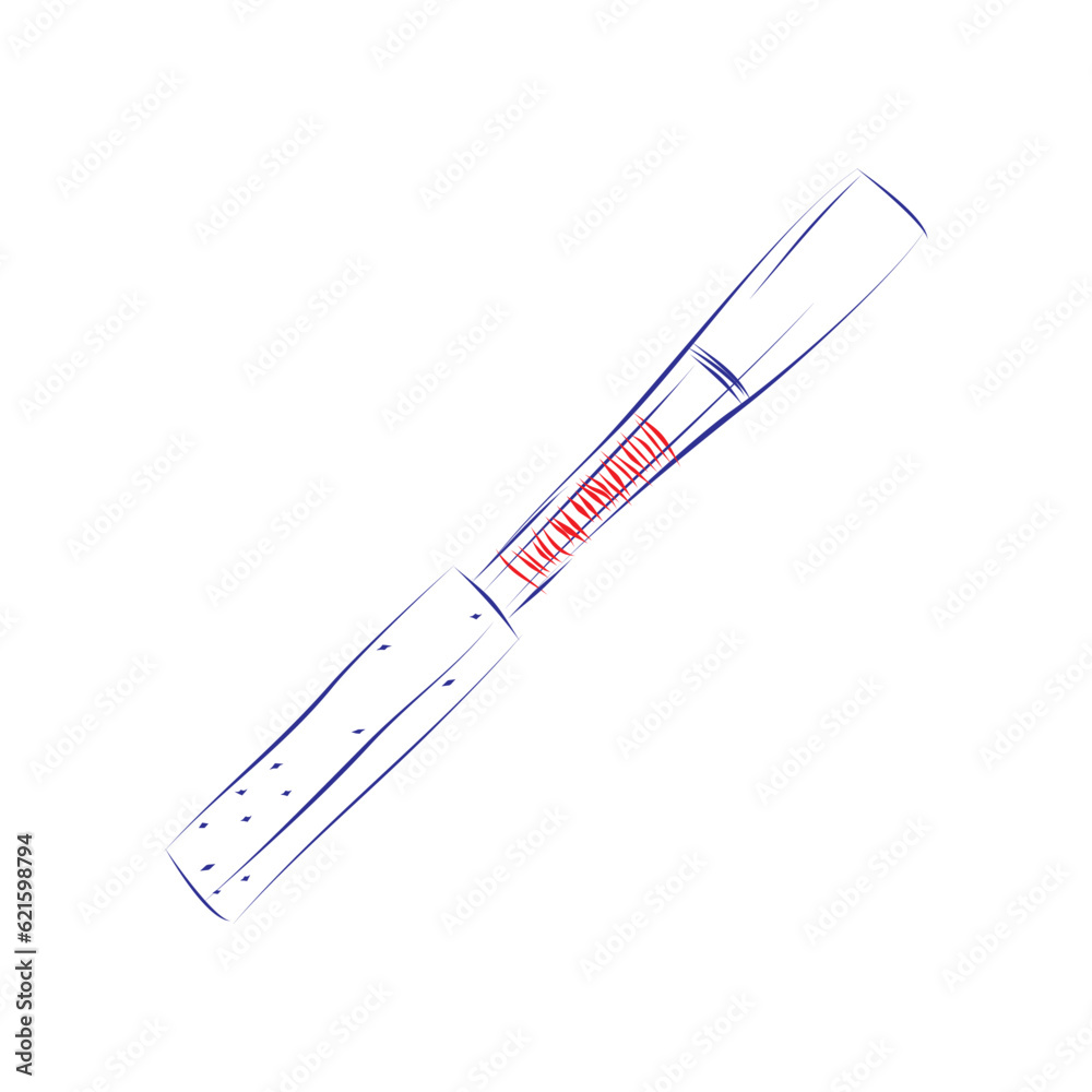 Continuous line drawing of the reed of an oboe, isolated on white. Hand ...