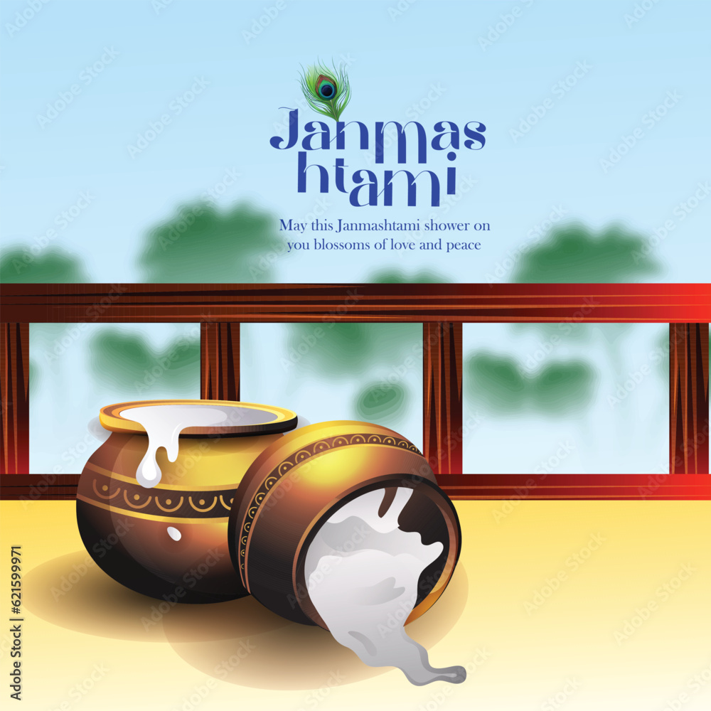 Beautiful Illustration of Dahi Handi, Traditional Poster Design for ...