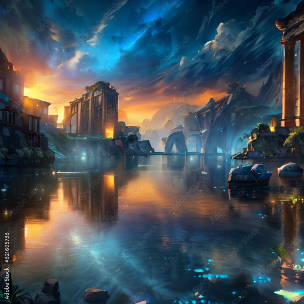 Drowned city shrouded in mystery, where echoes of an ancient fallen ...