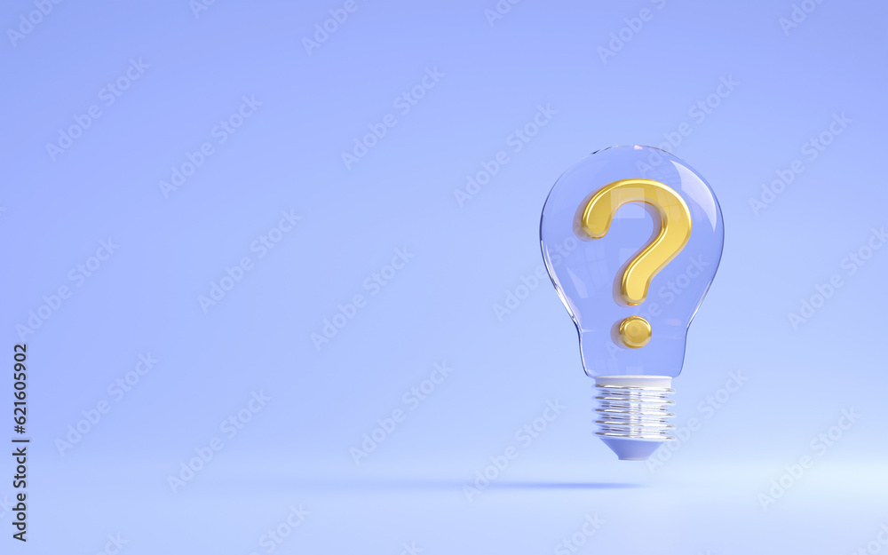 Light bulb and question mark with copy space for creativity and problem ...