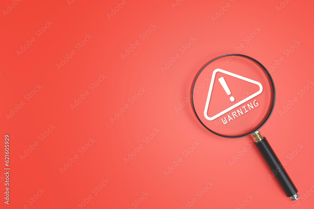 Finding a problem, system repair notification. warning symbol in ...