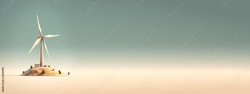 Wind mill, wind turbine. Renewable wind energy. Green alternative ...