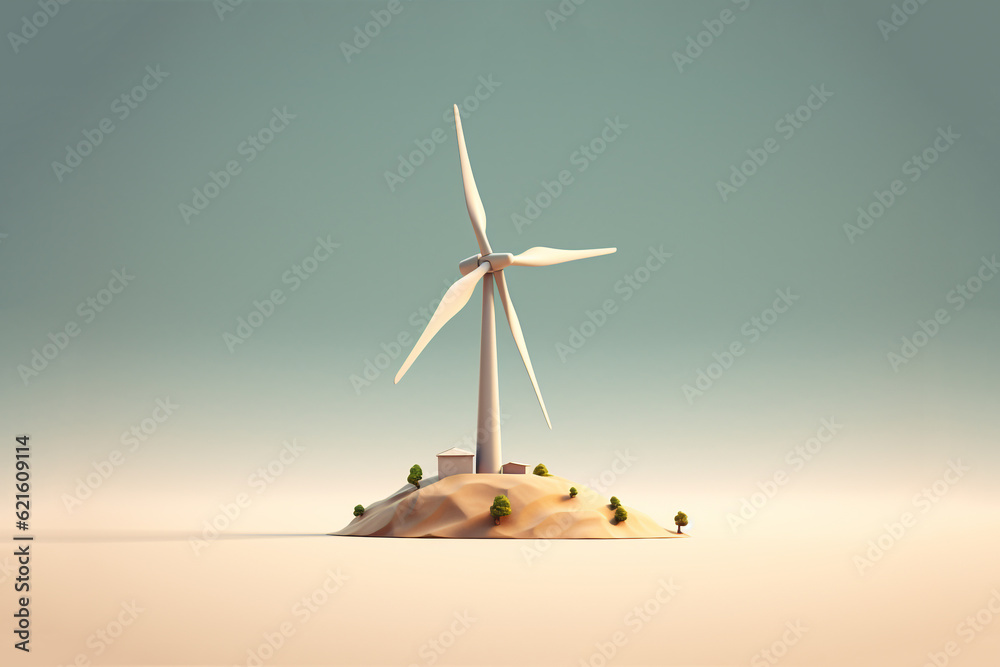 Wind mill, wind turbine. Renewable wind energy. Green alternative ...