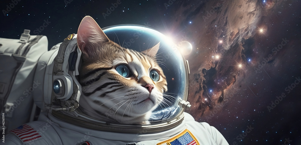 Sci-fi space wallpaper with astronaut cat. Astronaut cat in a spacesuit ...