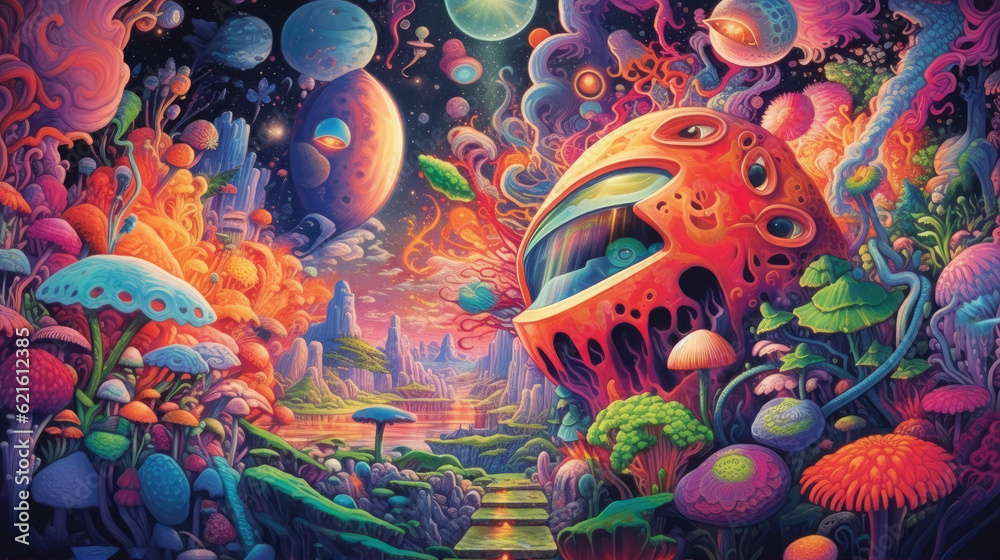 Psychedelic Art. A mesmerizing artwork featuring intricate patterns ...