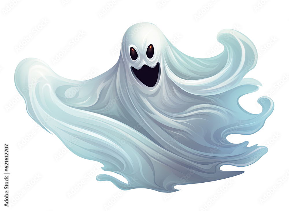 Halloween ghost on transparent background. Cartoon spirit figure. PNG ...