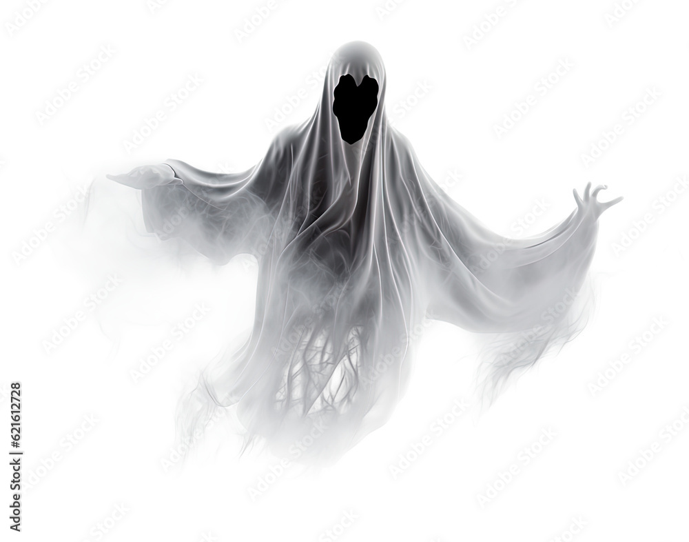 Halloween ghost on transparent background. Spirit figure. PNG . Generative Ai. Stock ...