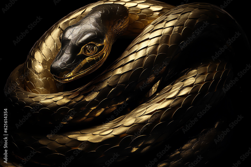 Gilded Serpent: Dramatic Golden Snake Skin Texture Chrome Design ...