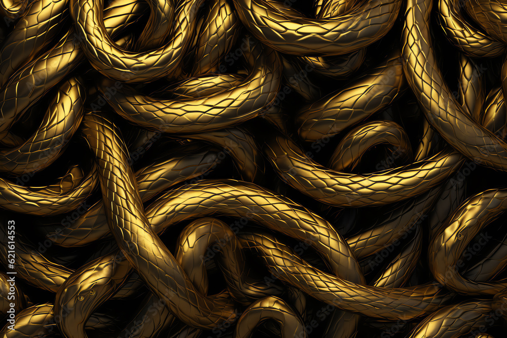 Gilded Serpent: Dramatic Golden Snake Skin Texture Chrome Design ...