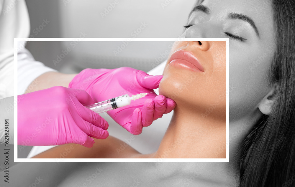 Cosmetologist makes lipolytic injections to burn fat on the chin ...