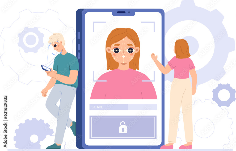 Phone face recognition, mobile identity scanner. Identification ...