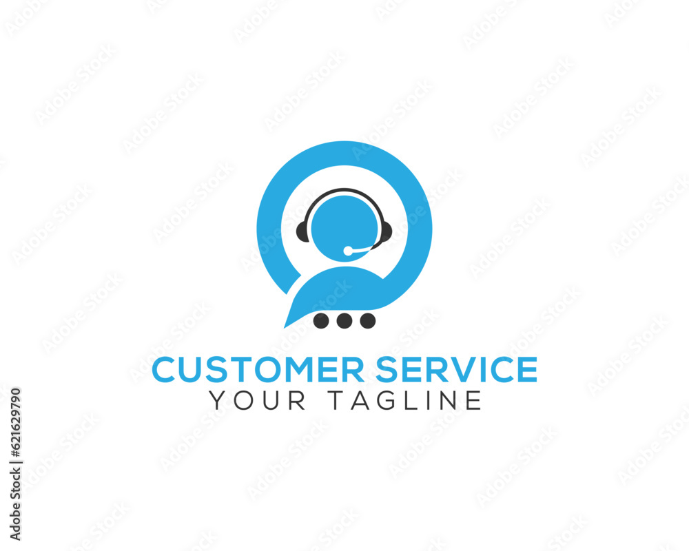 Man with headphones and microphone Customer service logo. design for ...