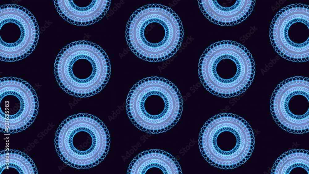 Repeat futuristic circles pattern with rainbow glitters on black ...