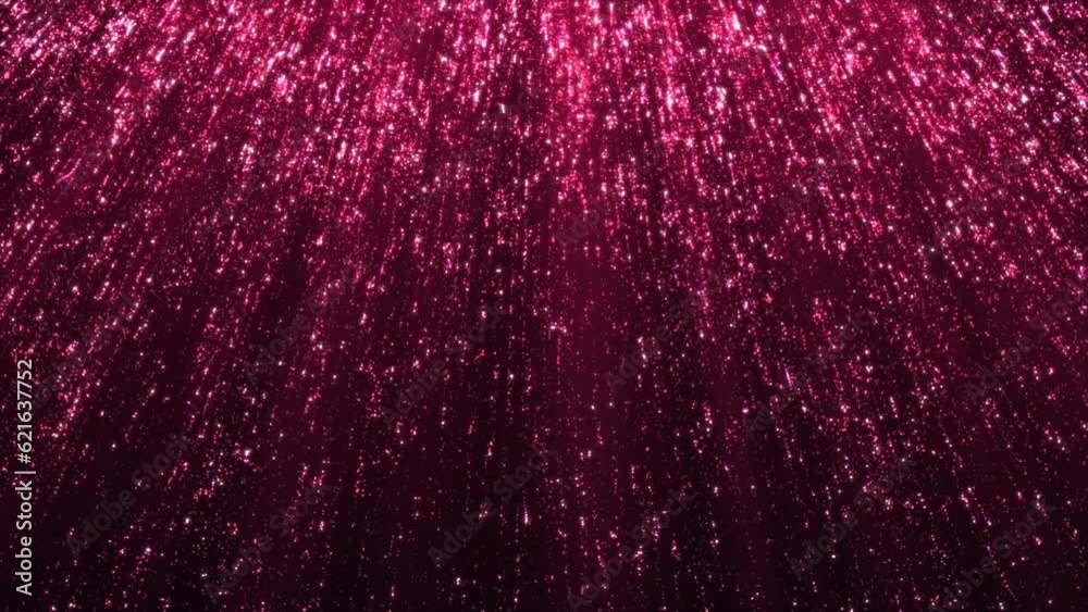 Abstract crimson digital background animation. Rose glowing particles ...