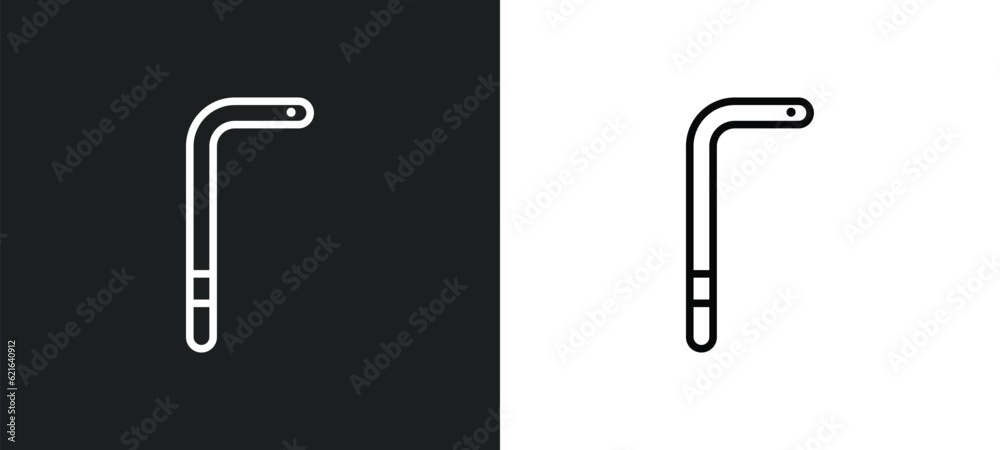hex key outline icon in white and black colors. hex key flat vector ...