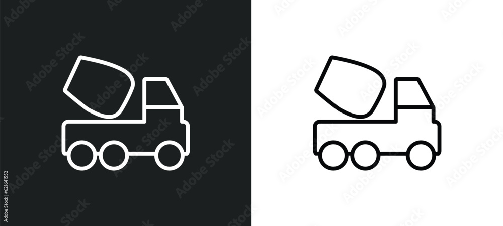 concrete outline icon in white and black colors. concrete flat vector ...