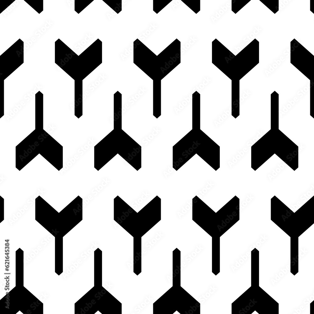 Interlocking three pronged blocks. Repeated black puzzles on white ...