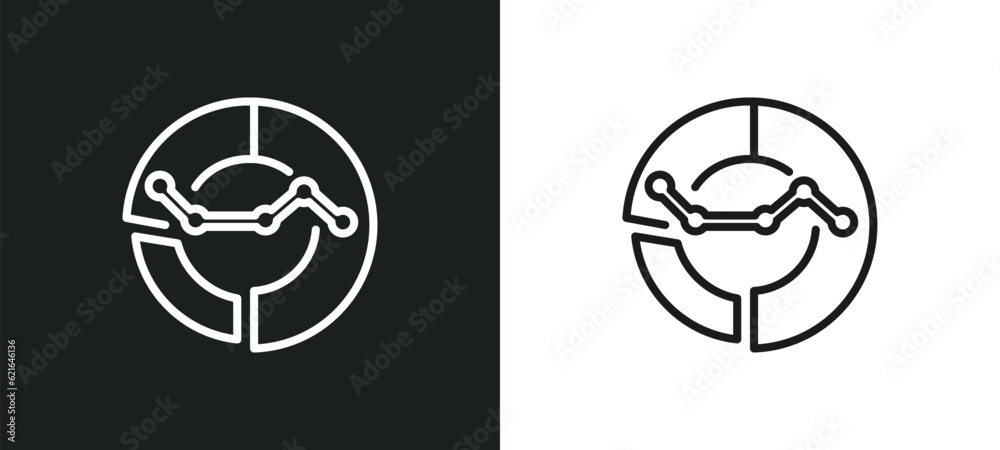 merge charts outline icon in white and black colors. merge charts flat ...