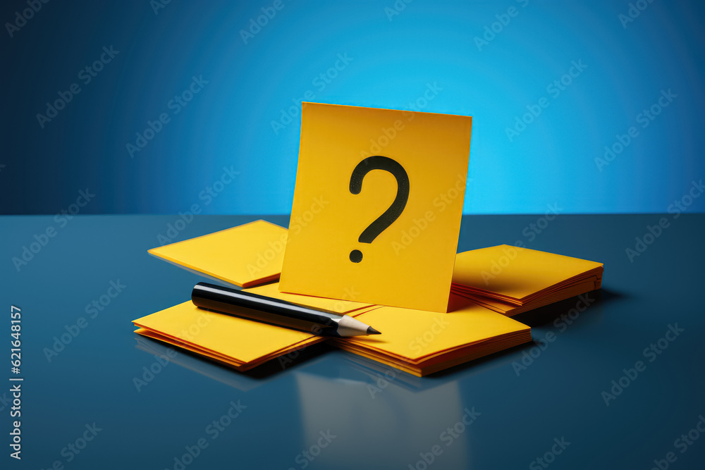 Representing the Q&A or questions and answers concept, with a yellow ...