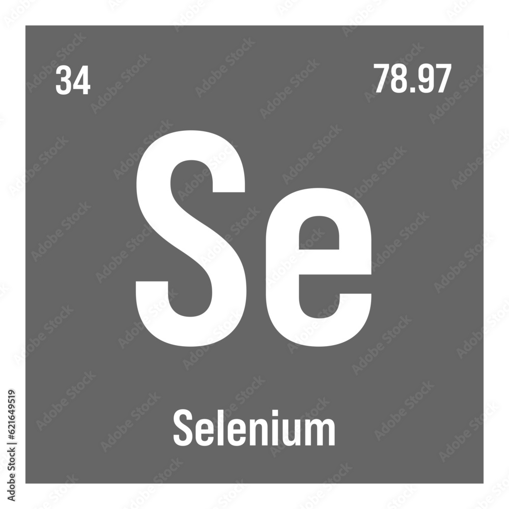 Selenium, Se, periodic table element with name, symbol, atomic number ...