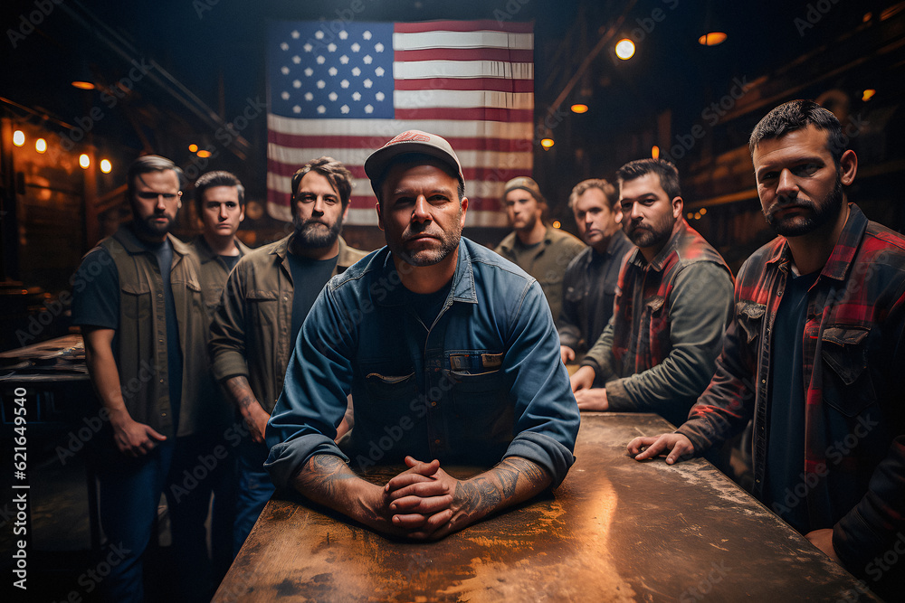 Fiction group portraits of working man and woman , different ...