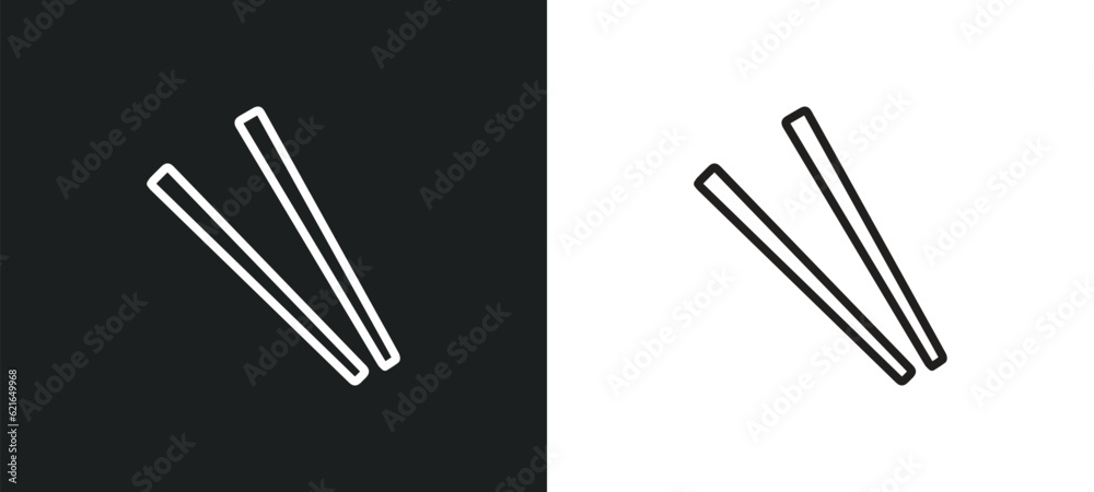 sticks outline icon in white and black colors. sticks flat vector icon ...