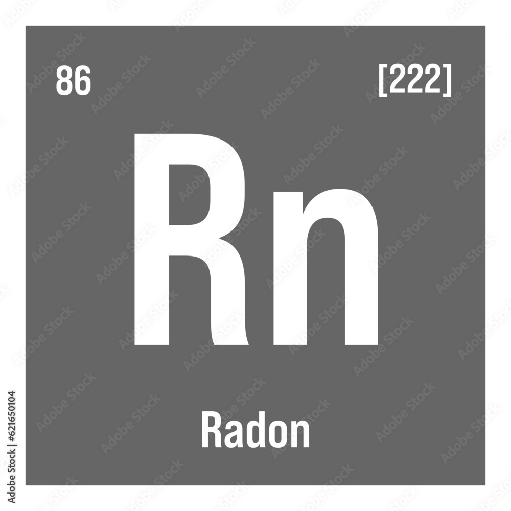 Poster Radon, Rn, periodic table element with name, symbol, atomic ...
