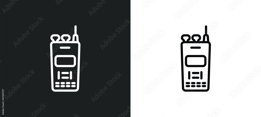 two way radio outline icon in white and black colors. two way radio ...