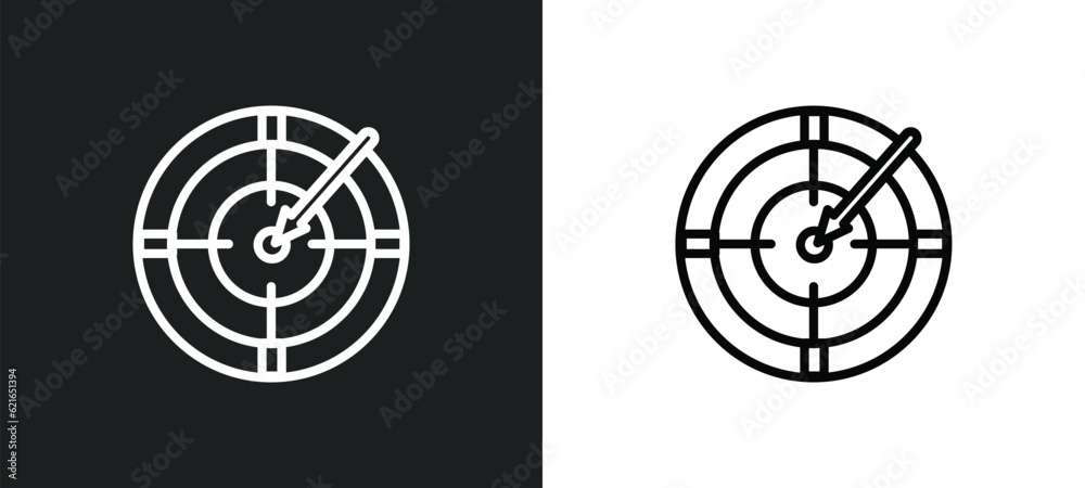 aim outline icon in white and black colors. aim flat vector icon from ...