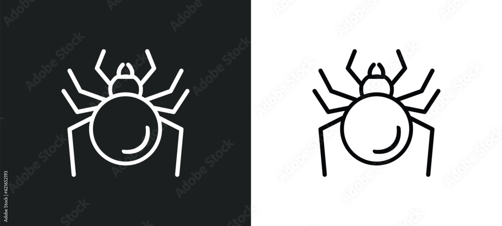 spider outline icon in white and black colors. spider flat vector icon ...