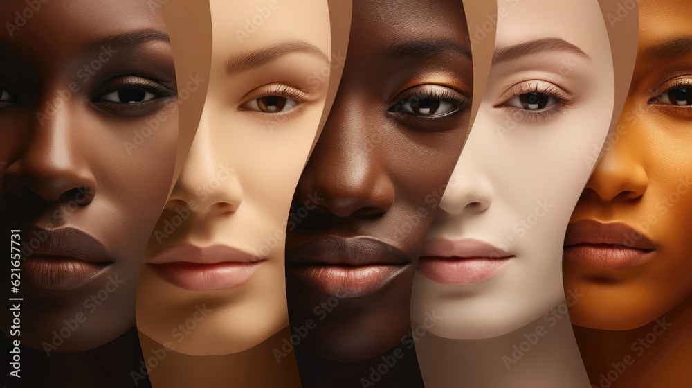 Abstract art of different skin colors and multiracial, no to racism ...