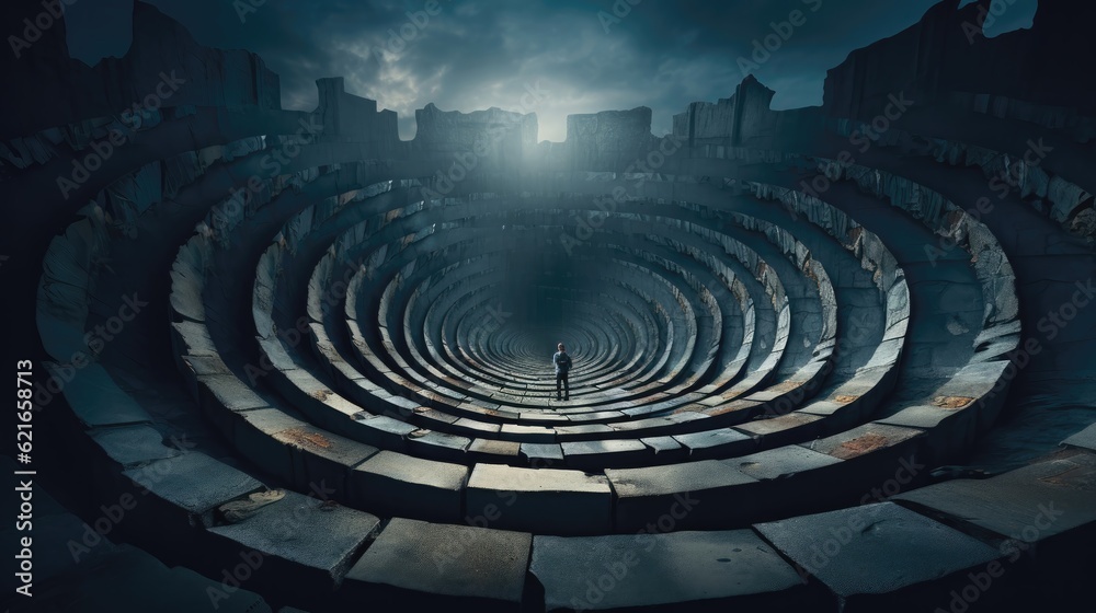 Move in a circle without stopping or a goal. Concept of perpetual ...