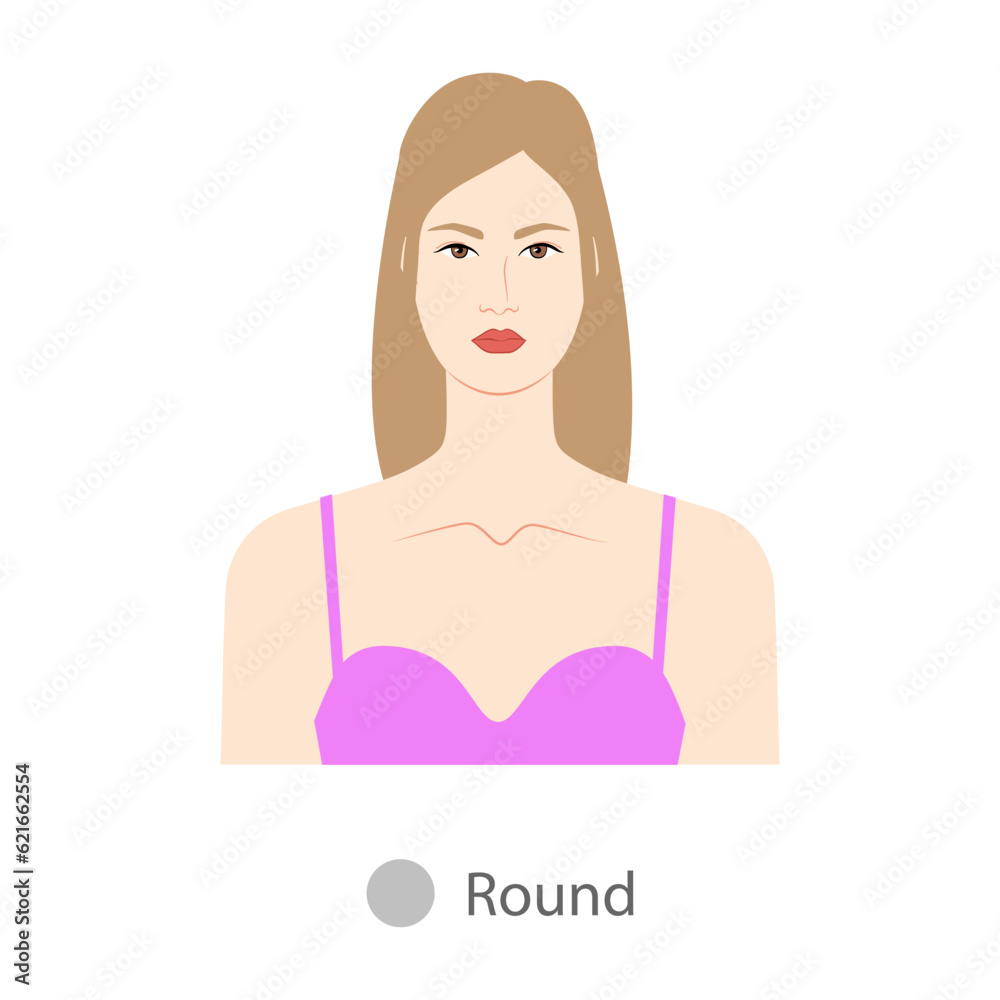 Women face round shape type with text diagram. Female Vector ...