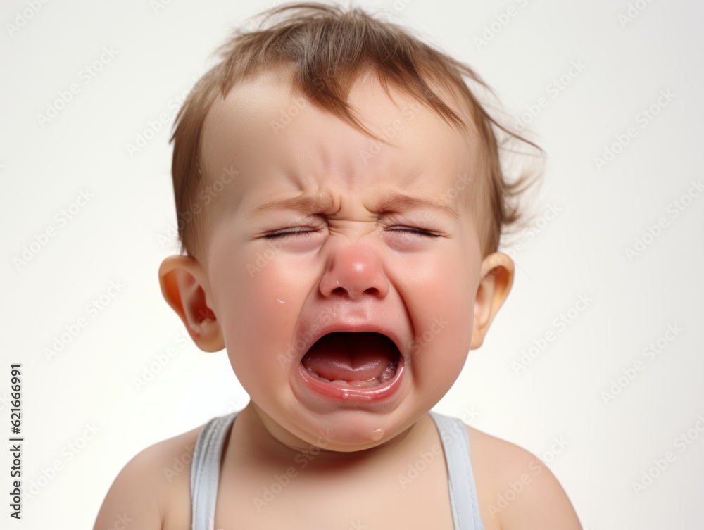 a closeup photo of a cute little baby boy child crying and screaming ...