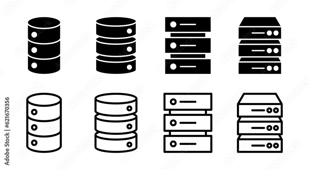 Database Icon Set Illustration Database Sign And Symbol Stock Vector