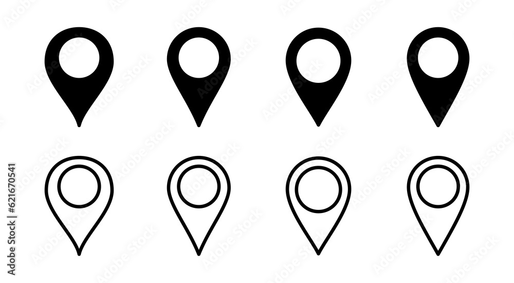 Pin Icon Set Illustration Location Sign And Symbol Destination Icon Map Pin Stock Vector