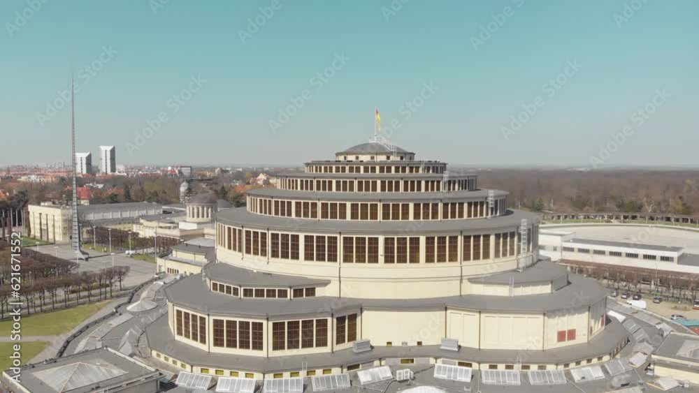 Centennial Hall in Wroclaw, Poland. Aerial footage, Drone shots ...