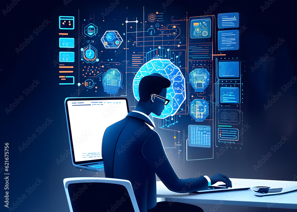 Dynamic stock image showcasing data science, AI, and digital technology ...