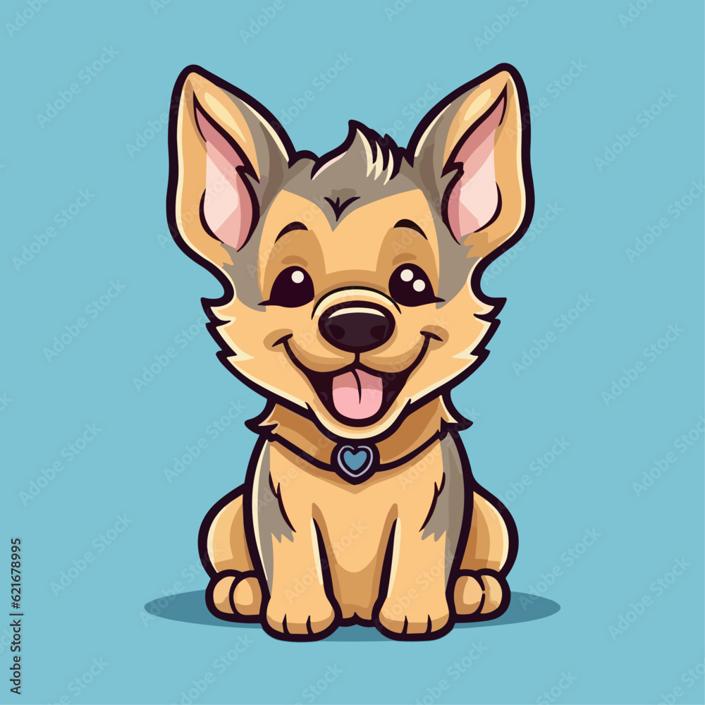 Cute German Shepherd Puppy Cartoon Character: Perfect for Children's ...