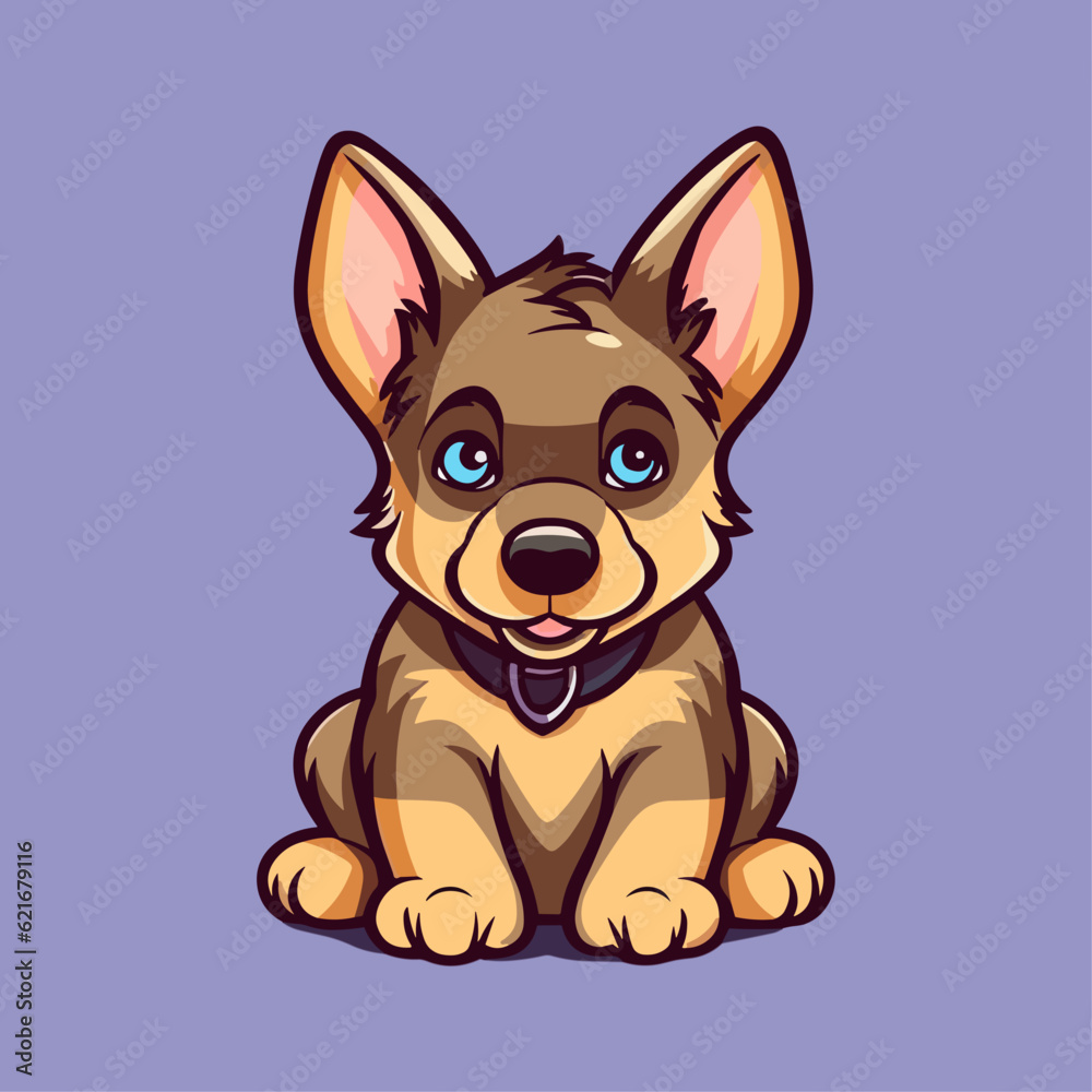 Cute German Shepherd Puppy Cartoon Character: Perfect for Children's ...
