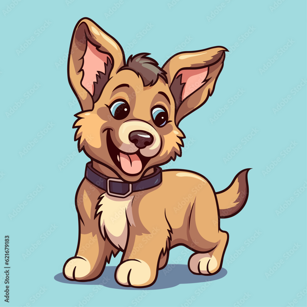 Cute German Shepherd Puppy Cartoon Character: Perfect for Children's ...