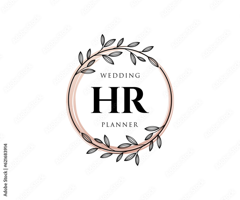 HR Initials letter Wedding monogram logos collection, hand drawn modern ...