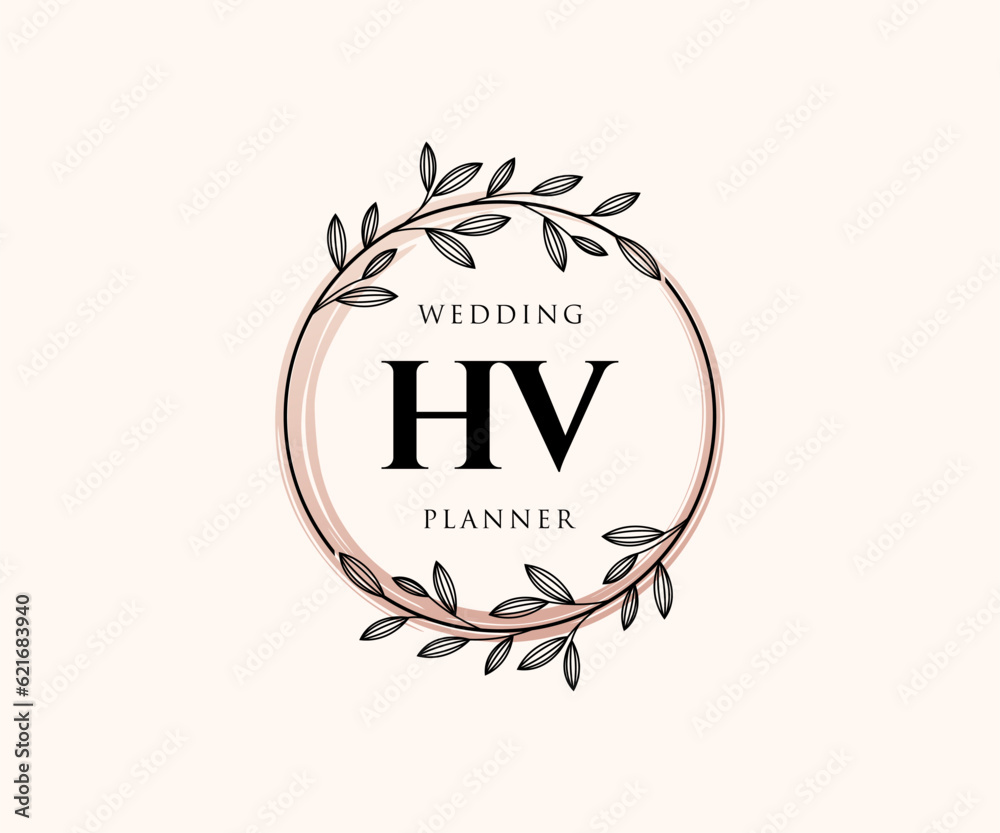 HV Initials letter Wedding monogram logos collection, hand drawn modern ...