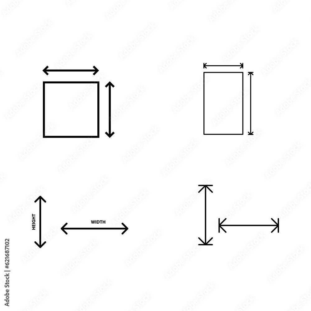 height and width icon set,height and width icon, area or size ...