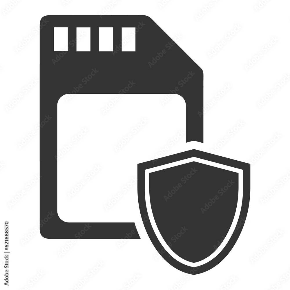 Vector illustration of memory card protection icon in dark color and ...
