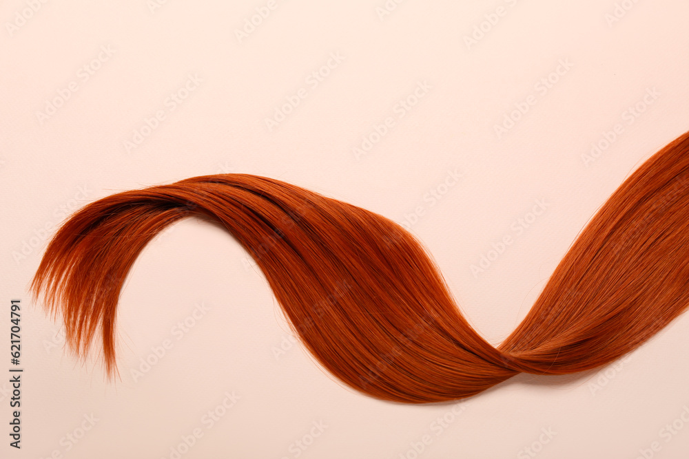 Ginger hair strand on color background, closeup Stock Photo | Adobe Stock