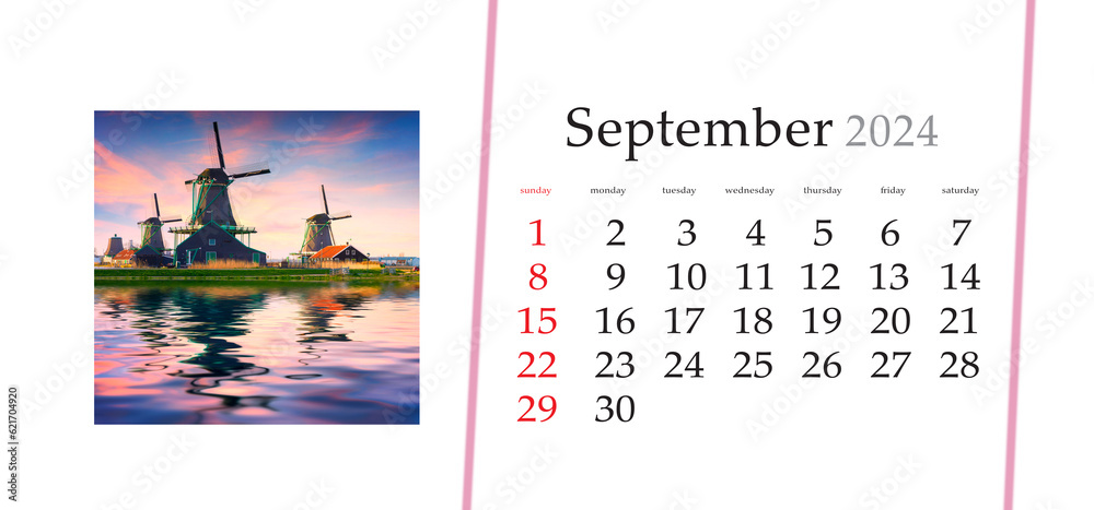Set of horizontal flip calendars with amazing landscapes in minimal ...