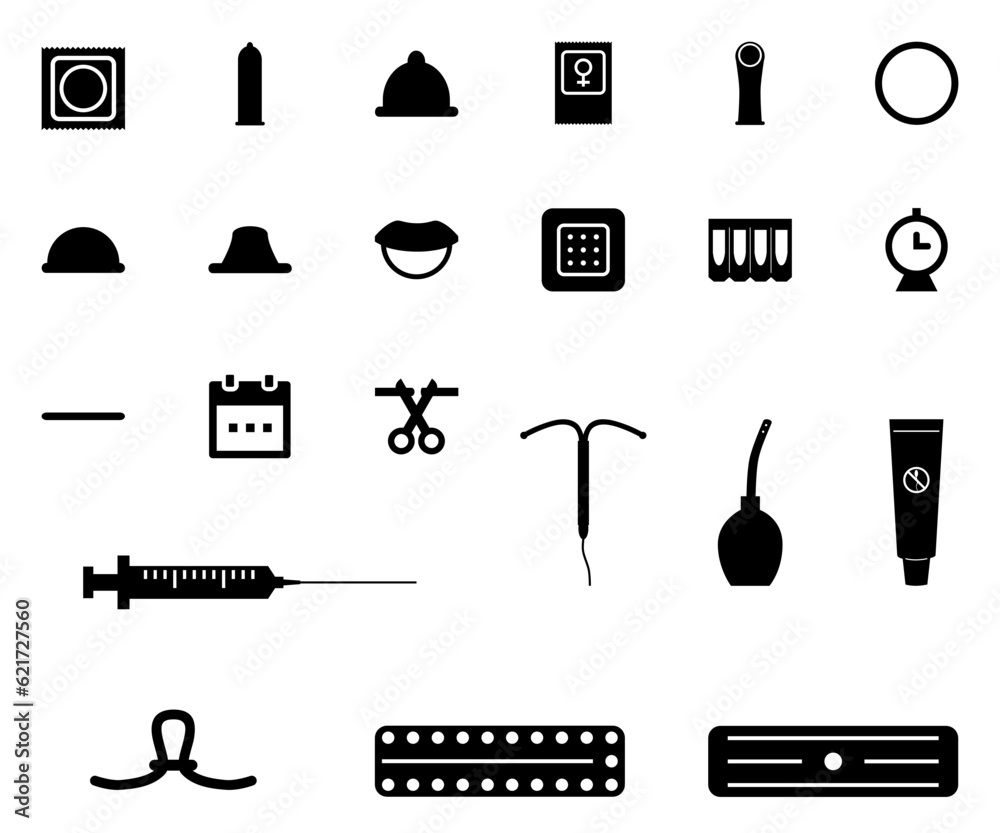 Contraception SVG icon set Stock Vector | Adobe Stock