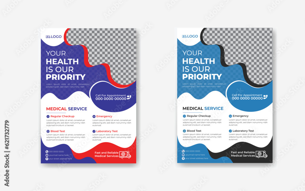 Medical square flyer template design with business promotion banner for ...