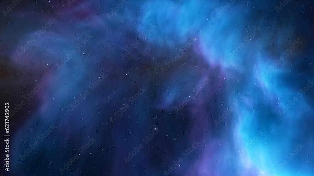 nebula gas cloud in deep outer space, science fiction illustration ...